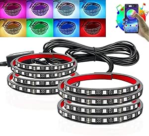 4pcs LED Strip Light Kits Automobile Chassis Lamp RGB Multi-Color ...