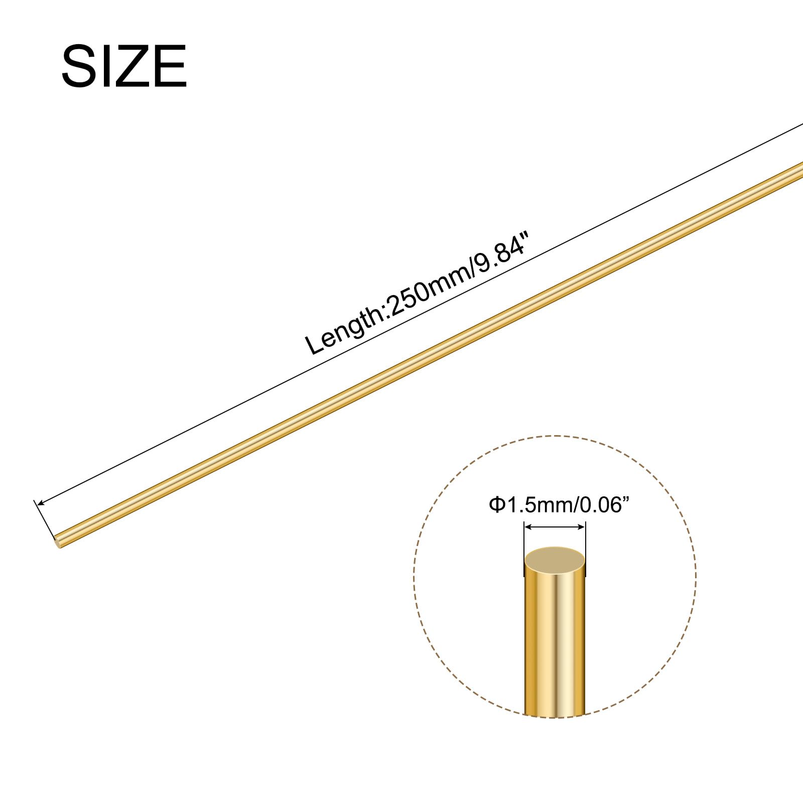 Brass Round Rod 2Pcs 3mm - 350mm Length Solid Brass Bar Stock For DIY ...