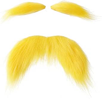 Amazon.com: NUMJAW Yellow Mustache and Eyebrows Self Adhesive Fake ...