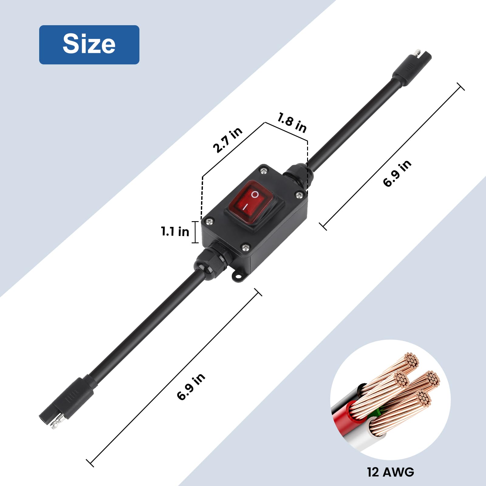 Snapklik.com : Inline 12V Power Switch, Briidea IP65 Waterproof SAE ...