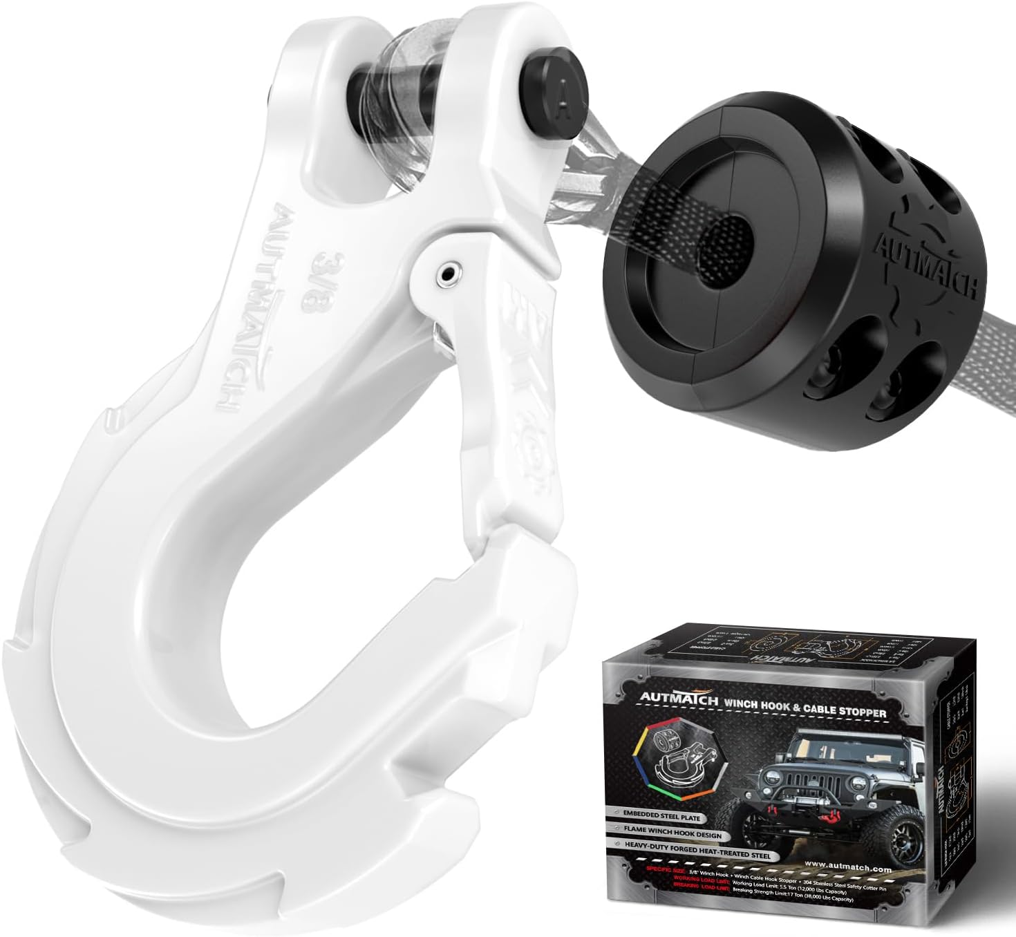 Amazon.com: AUTMATCH Winch Hook 3/8" - Grade 70 Forged Steel Clevis ...