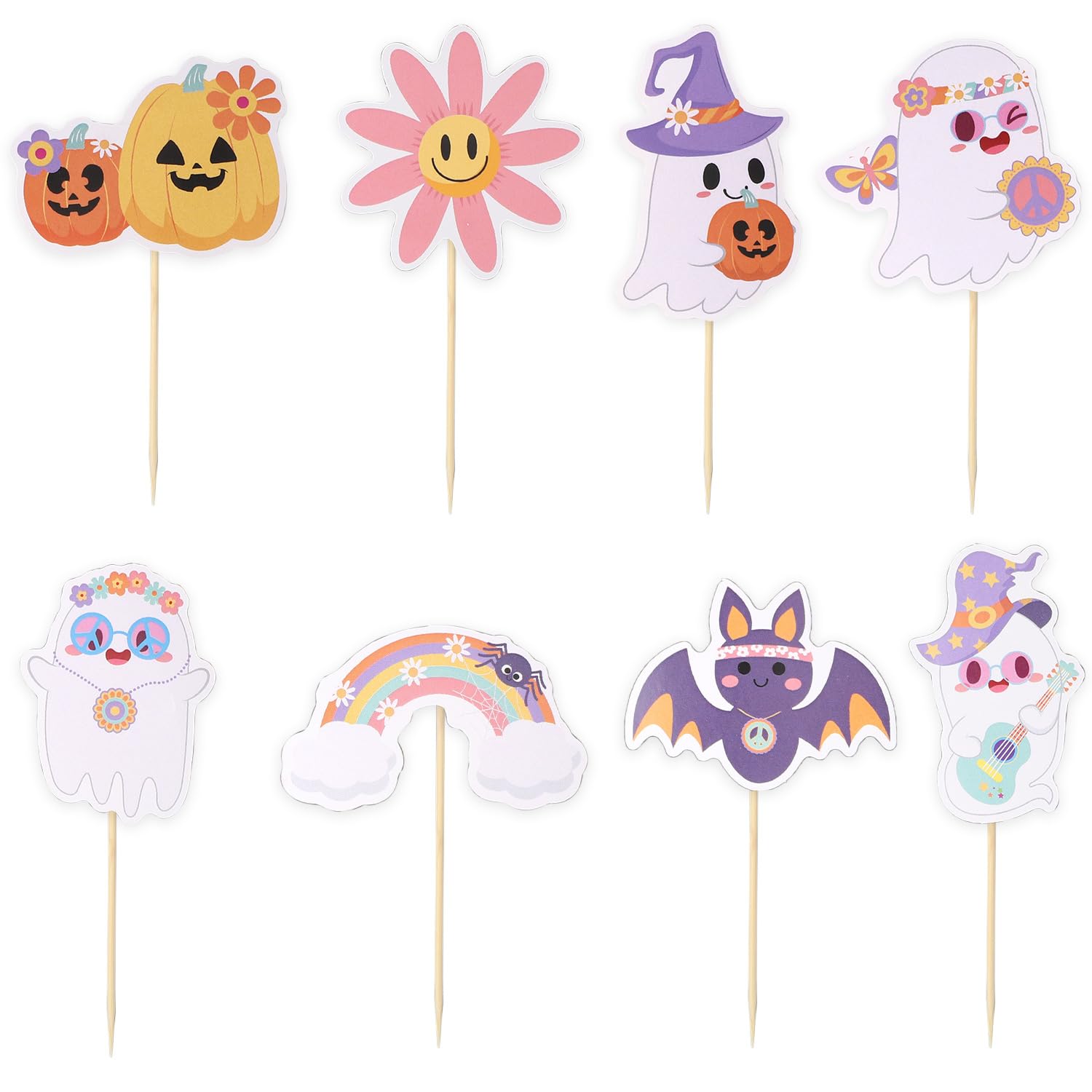 Amazon.com: 24pcs Halloween Cupcake Toppers, Cute Halloween Birthday ...