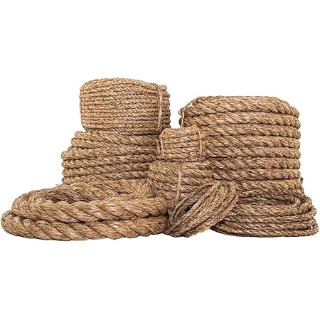100% Natural Hemp Rope Twisted Strong Jute Rope 100 Feet 1/2 Inch 4 Ply ...
