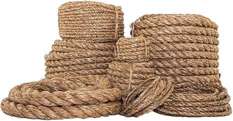 SGT KNOTS Twisted Manila Rope - Natural 3 Strand Fiber Hemp Rope for ...