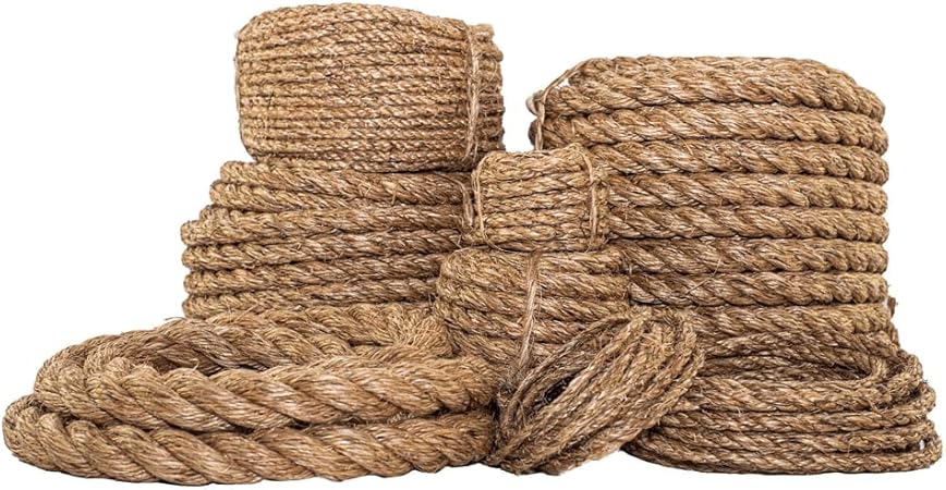 SGT KNOTS Twisted Manila Rope - Natural 3 Strand Fiber Hemp Rope for ...
