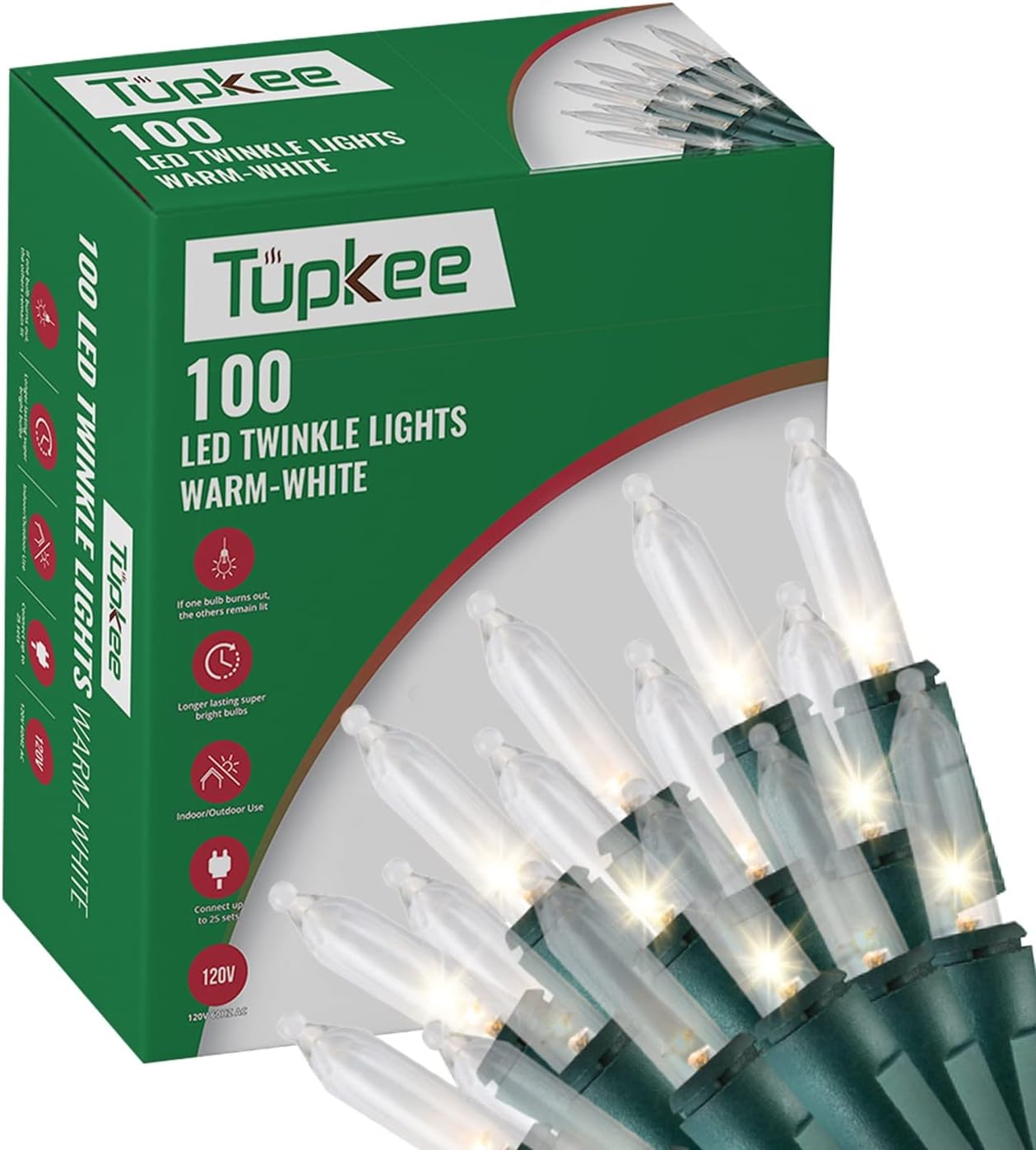 Amazon.com: 100 Clear Christmas Twinkle Lights on Green Wire, 10 of 100 ...