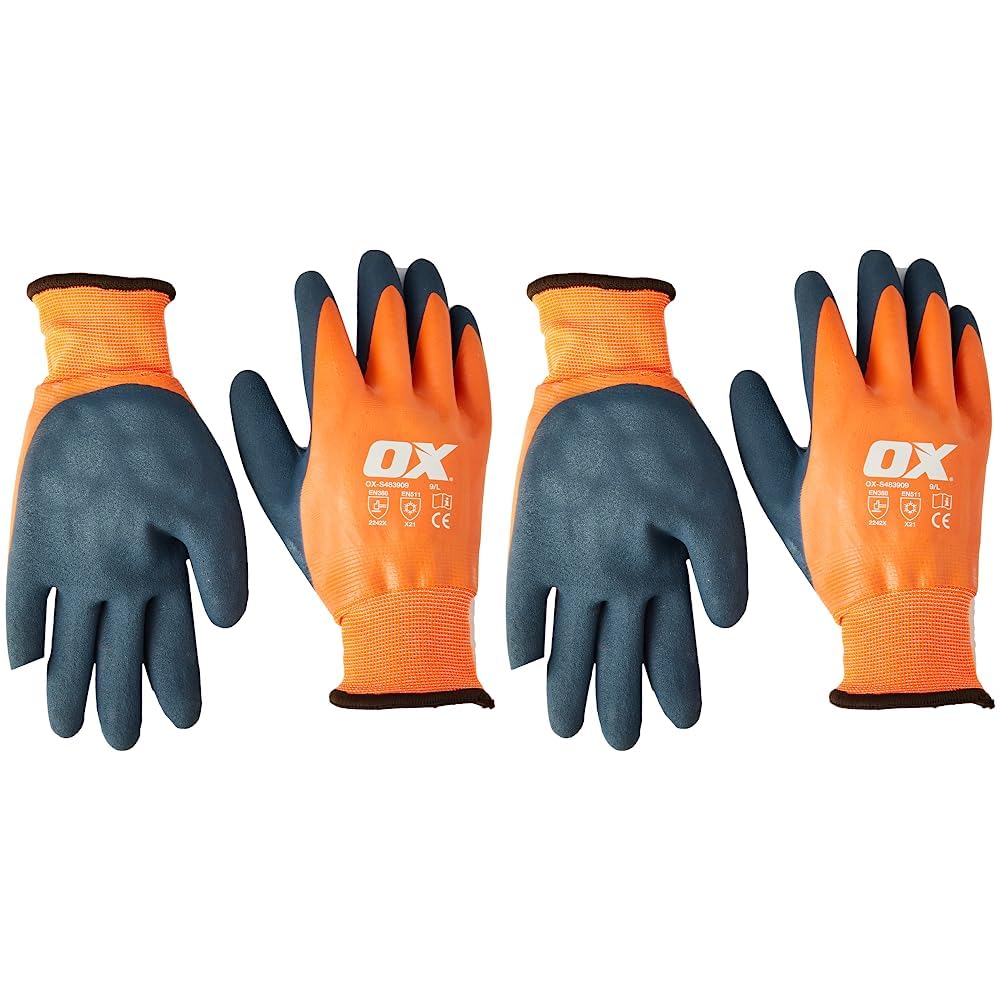 OX Waterproof Thermal Latex Glove Size 9 / Large (Pack of 2) : Amazon ...