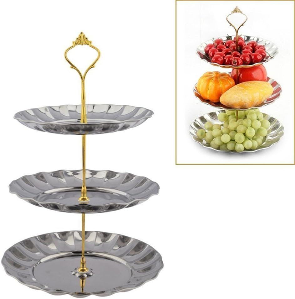 Amazon.com: Round Cake Stand, Stainless Steel Dessert Cupcake Stand ...