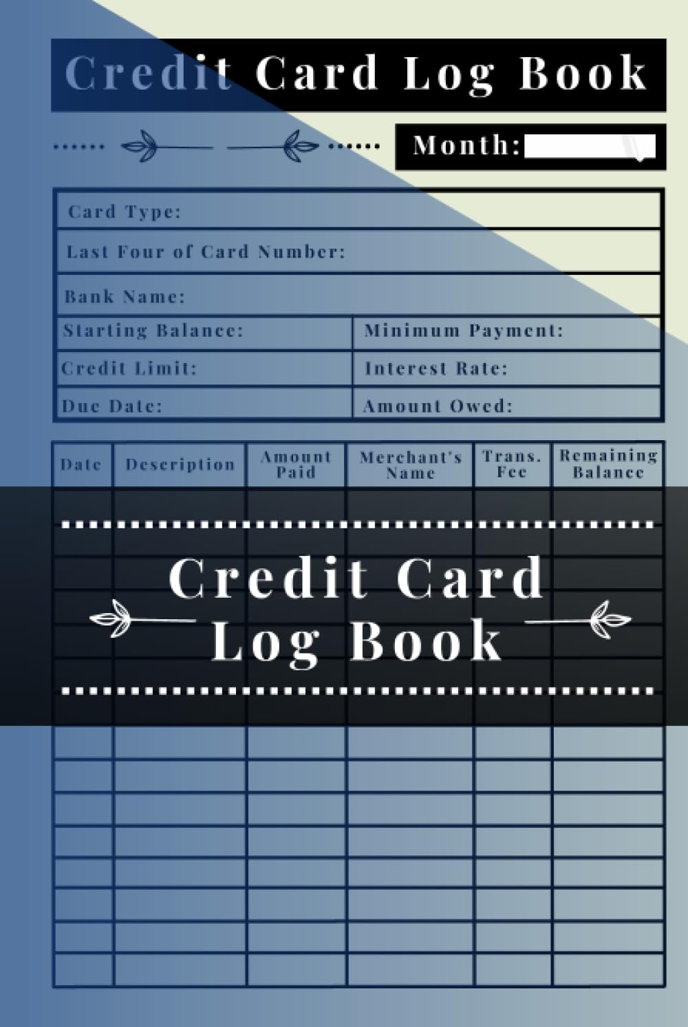 Credit Card Log book: Your Credit Card Tracker for Transparent Expense ...