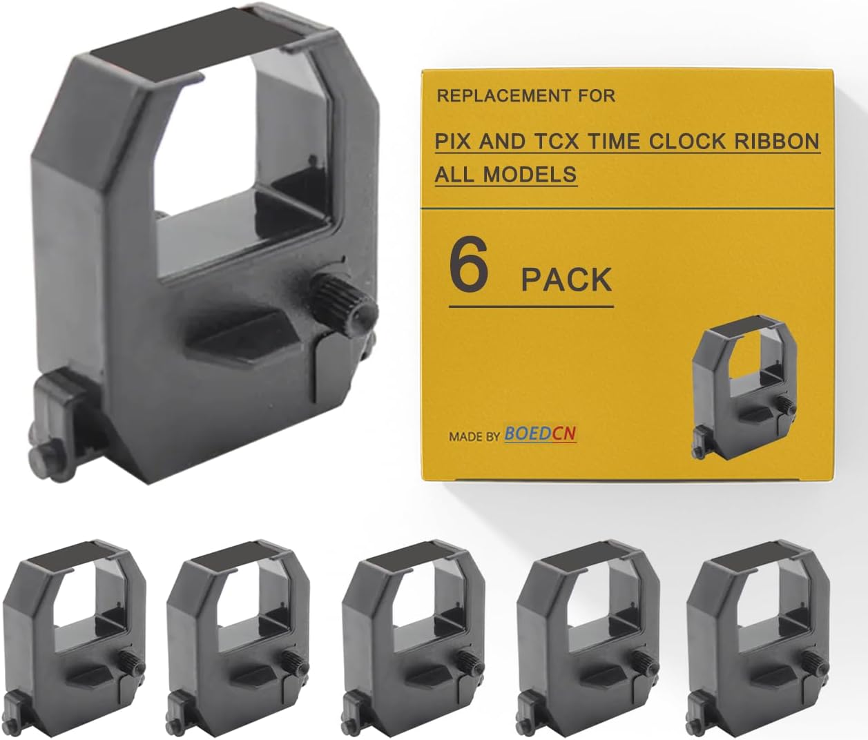 Amazon.com: (6 Pack) Compatible Ribbon PIX and TCX Time Clock Ribbon ...