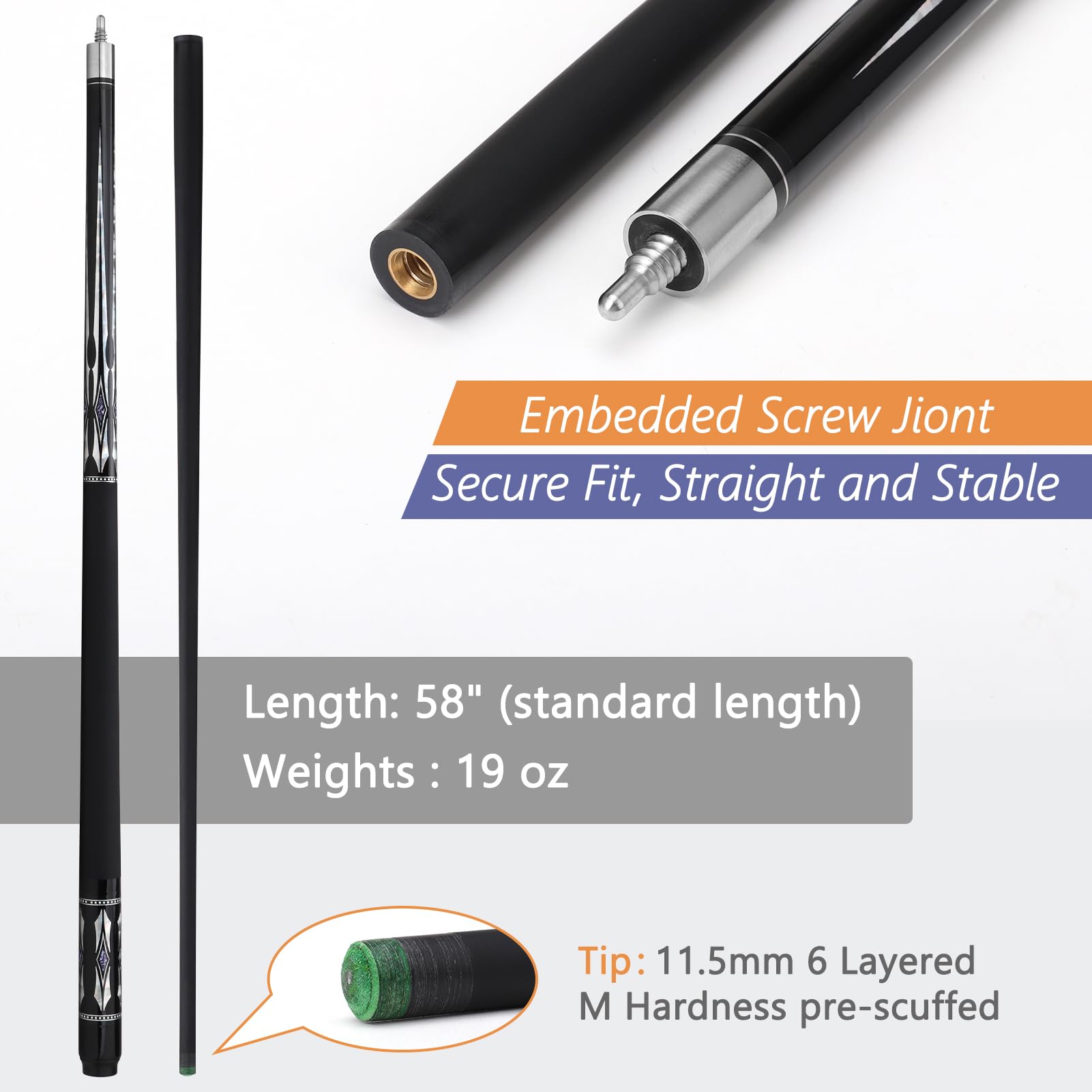 Snapklik.com : Oztwel 2-Piece Pool Cue Stick