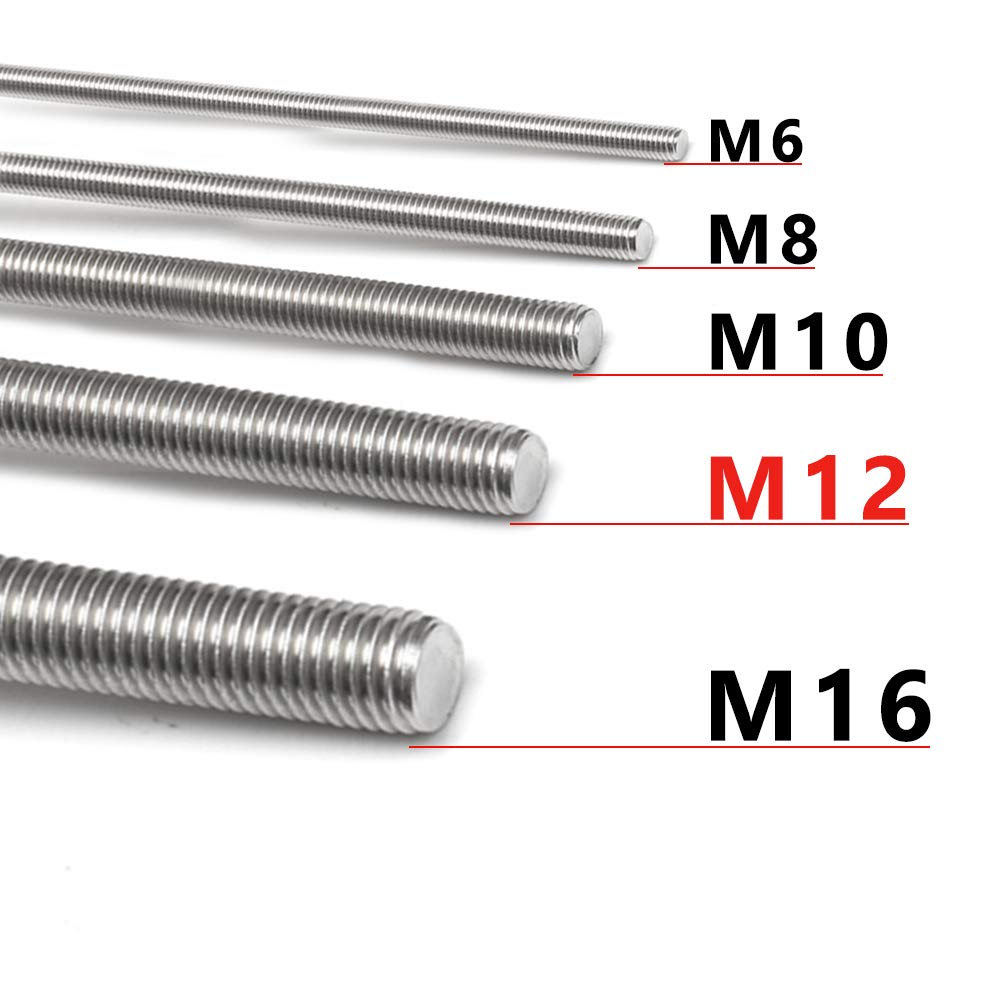 Snapklik.com : Feelers 304 Stainless Steel M12-1.75 Fully All Threaded Rod