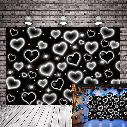 Amazon.com : Early 2000s Photo Backdrop 7x5FT Y2k Black Glitter Heart ...