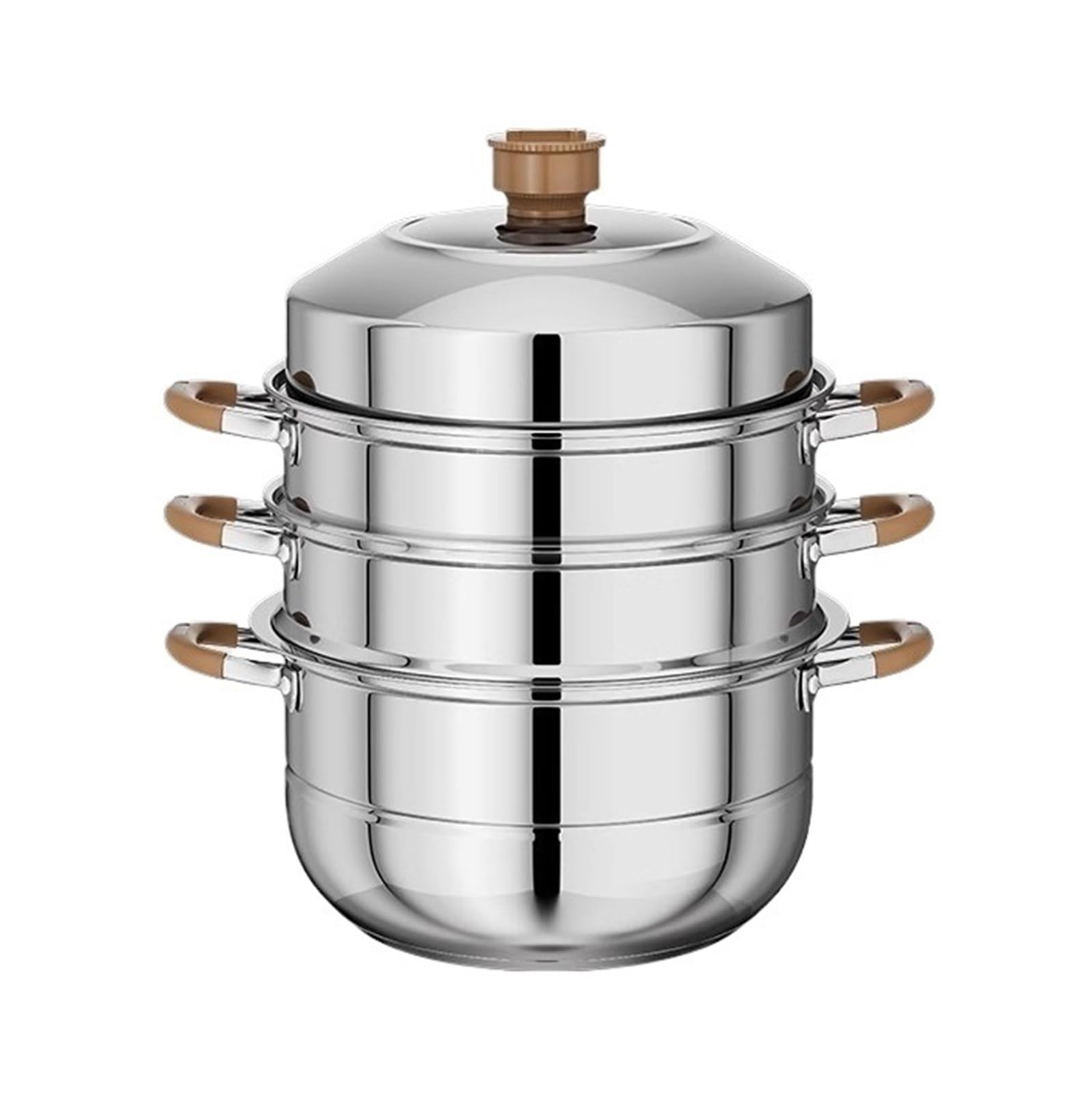 Amazon | 蒸しもの鍋蒸し器インテリジェントタイマー機能 4層スチーマー ガスコンロ用 ガスコンロ用直火/IHコンロガス火熱源対応(32cm) | Generic | 蒸し器・せいろ