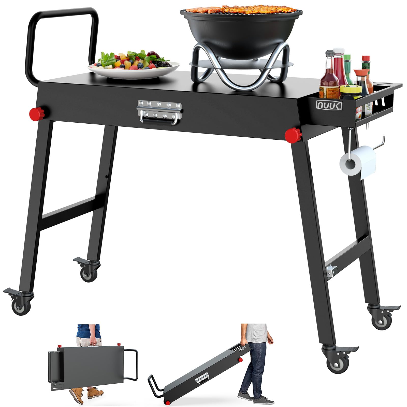 Amazon.com: NUUK Outdoor Folding Grill Cart 31" x 17" Portable Movable ...