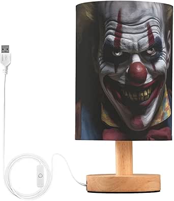 XYMZR Clown Scary Black Red Table Lamp with USB Port for Bedroom ...