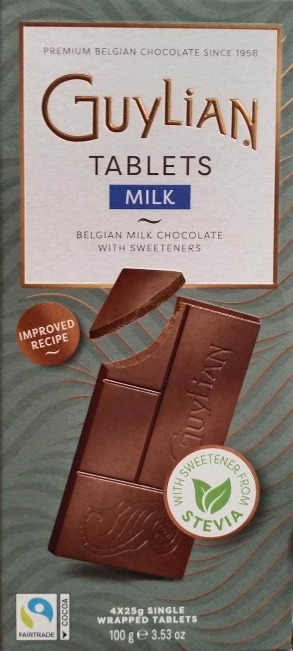 Guylian Belgian Milk Chocolate Bar Sweetened with Stevia 100g : Amazon ...