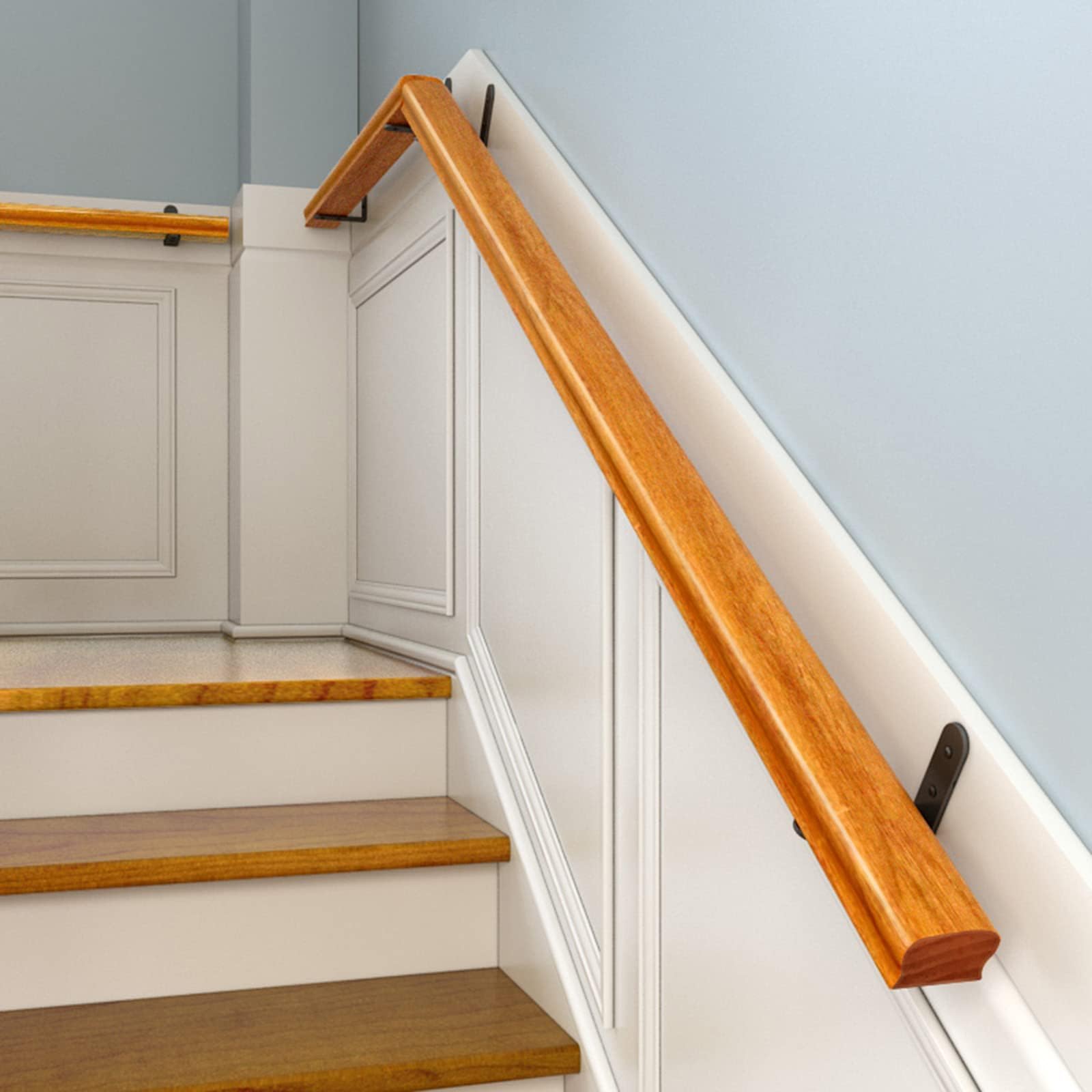 Non-Slip Wood Handrails for Indoor Stairs, Barrier-Free Staircase Grab ...