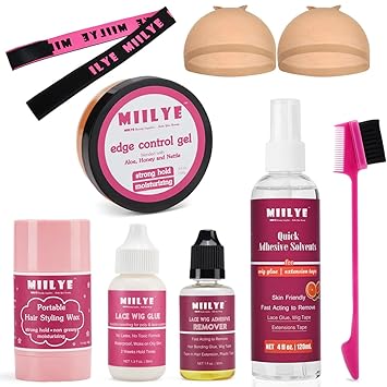 Amazon.com: 9pcs Wig Installation Kit, Wig Glue,Wig Glue Remover Spray ...