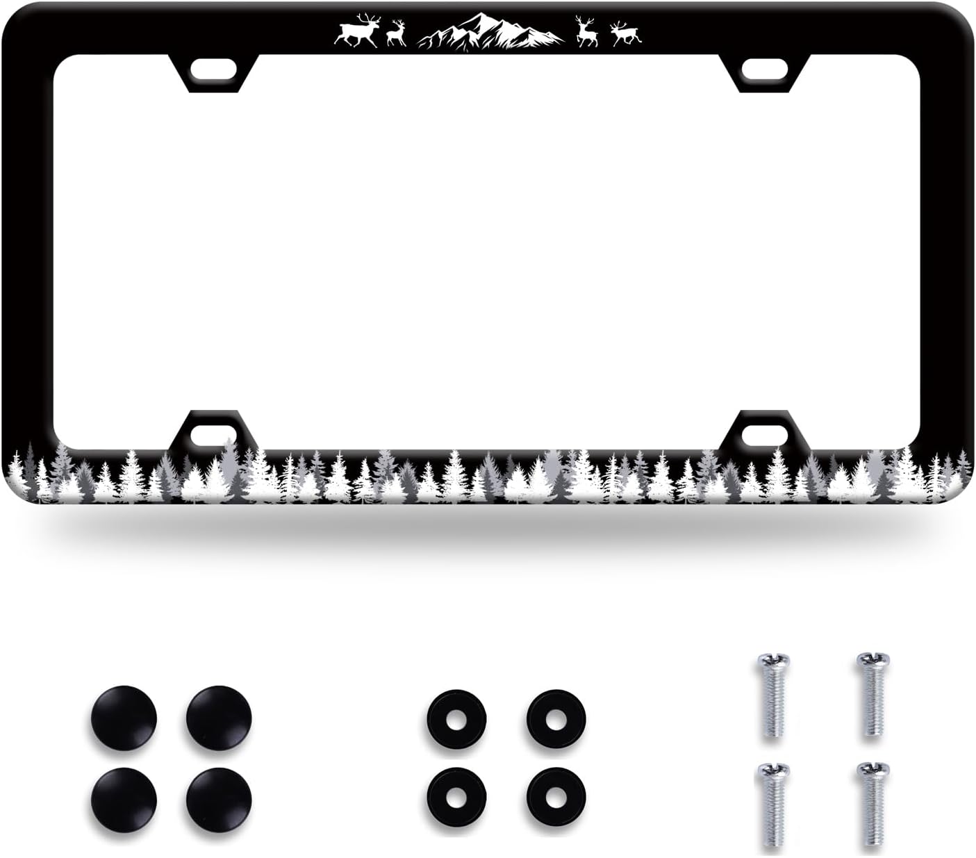 Amazon.com: Mountain Forest Camping License Plate Frame Deer Aniaml ...