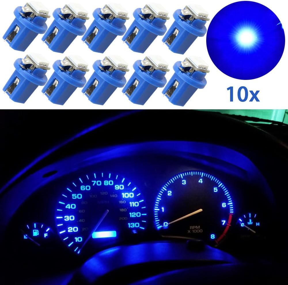 Amazon.com: Guage Cluster Speedometer Light Bulbs - 10pcs Blue T5 B8.5D ...