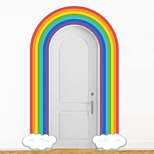 Amazon.com: Rainbow Party Porch Banner Rainbow Themed Door Hanging ...