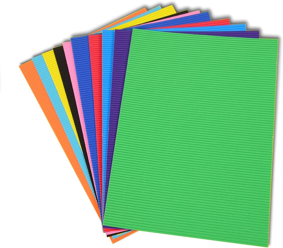 10 Sheets Corrugated Paper Board, A4 10 Colors Corrugated Cardboard for ...