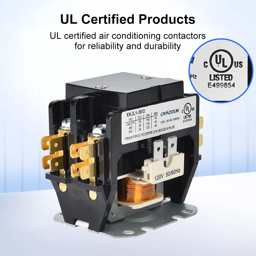 Snapklik.com : HVAC Contactor, CNAODUN 30 Amp 120V Coil 2 Pole Air ...