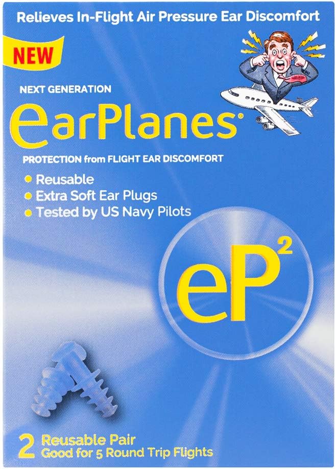 EarPlanes EP2 Ultra-Reusable Earplugs, Airplane Pressure Prevention ...