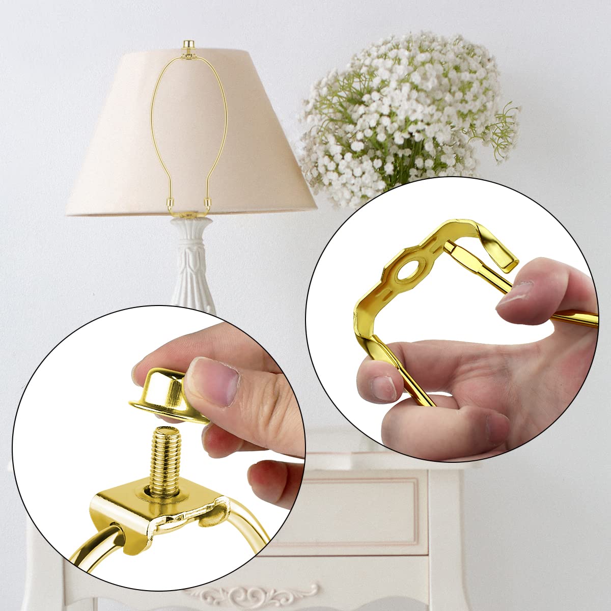 Snapklik.com : 2 Pcs 7Inch Lamp Shade Harp Holders Detachable Lamp ...