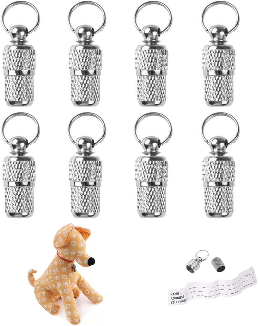 Amazon.com: Waterproof Pet Dog Cat ID Tags Capsule Collar Pendant Tags ...