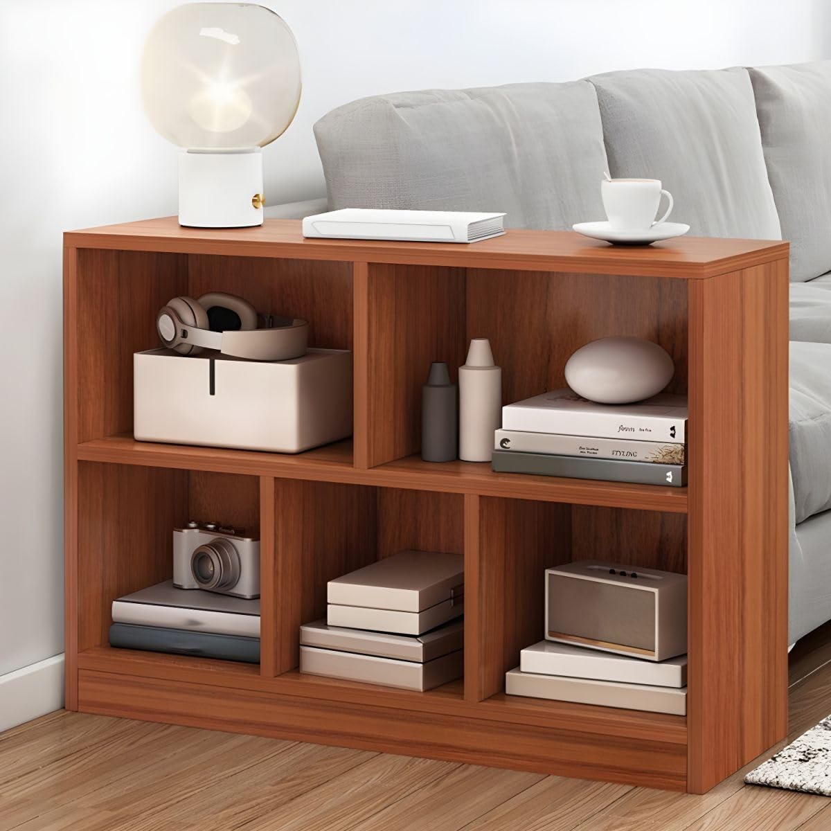 Amazon.com: KWOKING Brown Standard Bookshelf Scandinavian Manufactured ...