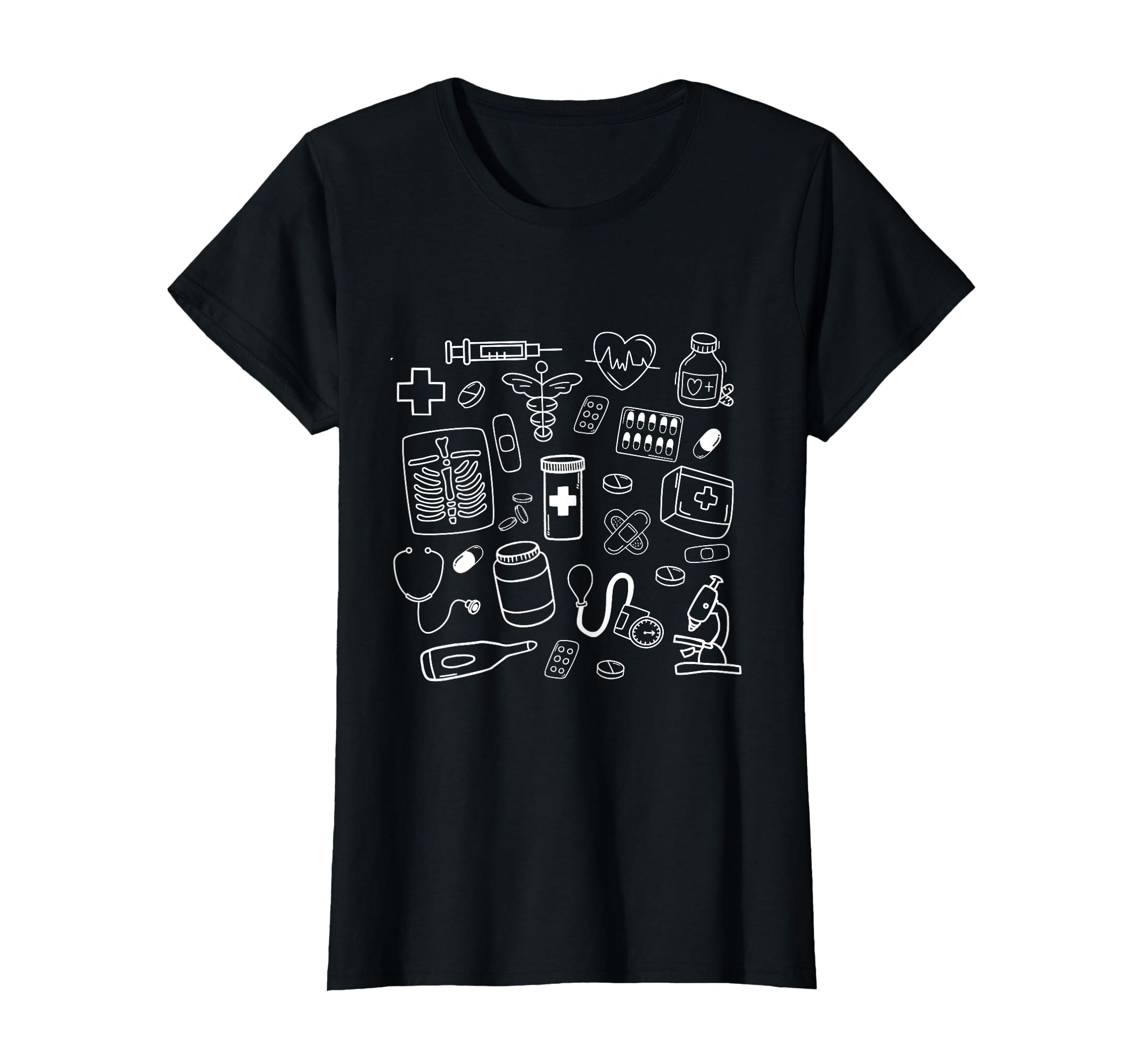 Amazon.com: Medical Doodles Nurse Healthcare Profession Women T-Shirt ...