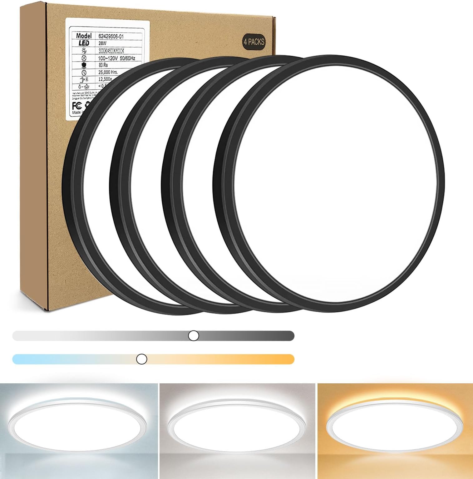 Kibuhain led Flush Mount Ceiling Light - 12 Inch 28W 3200LM LED ...