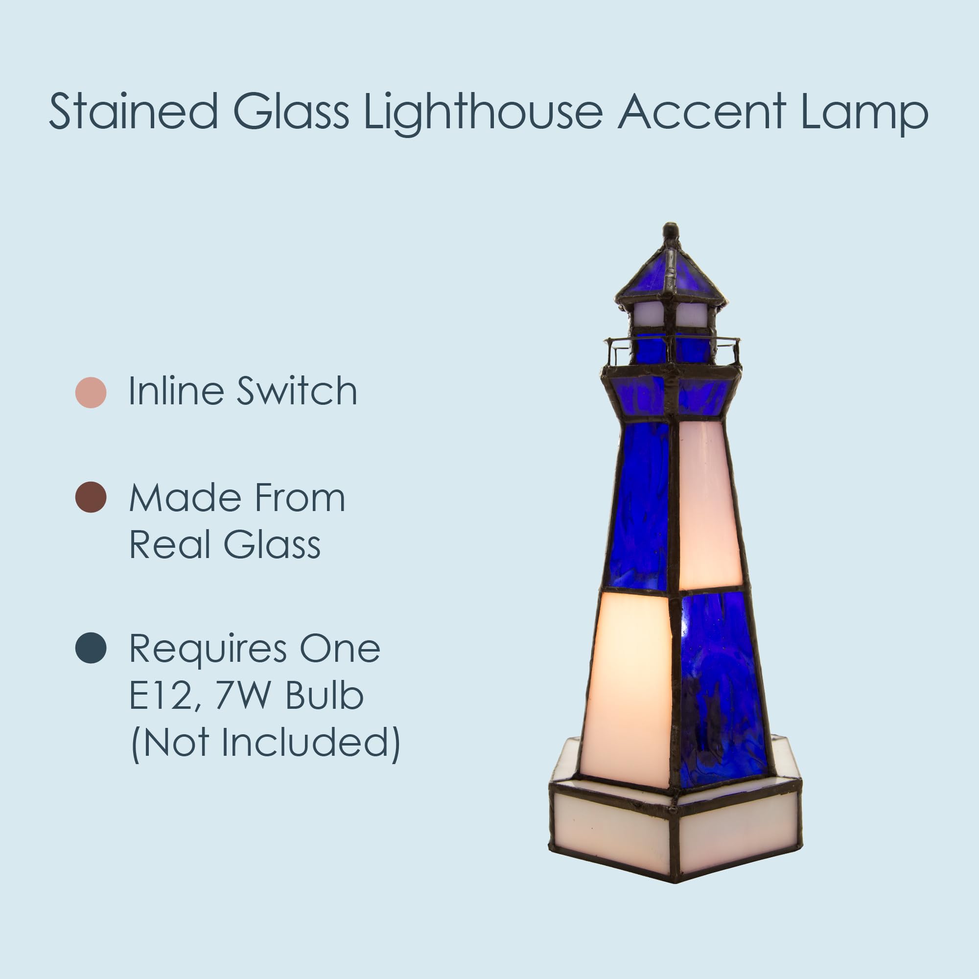 Stained Glass Lighthouse Lamp