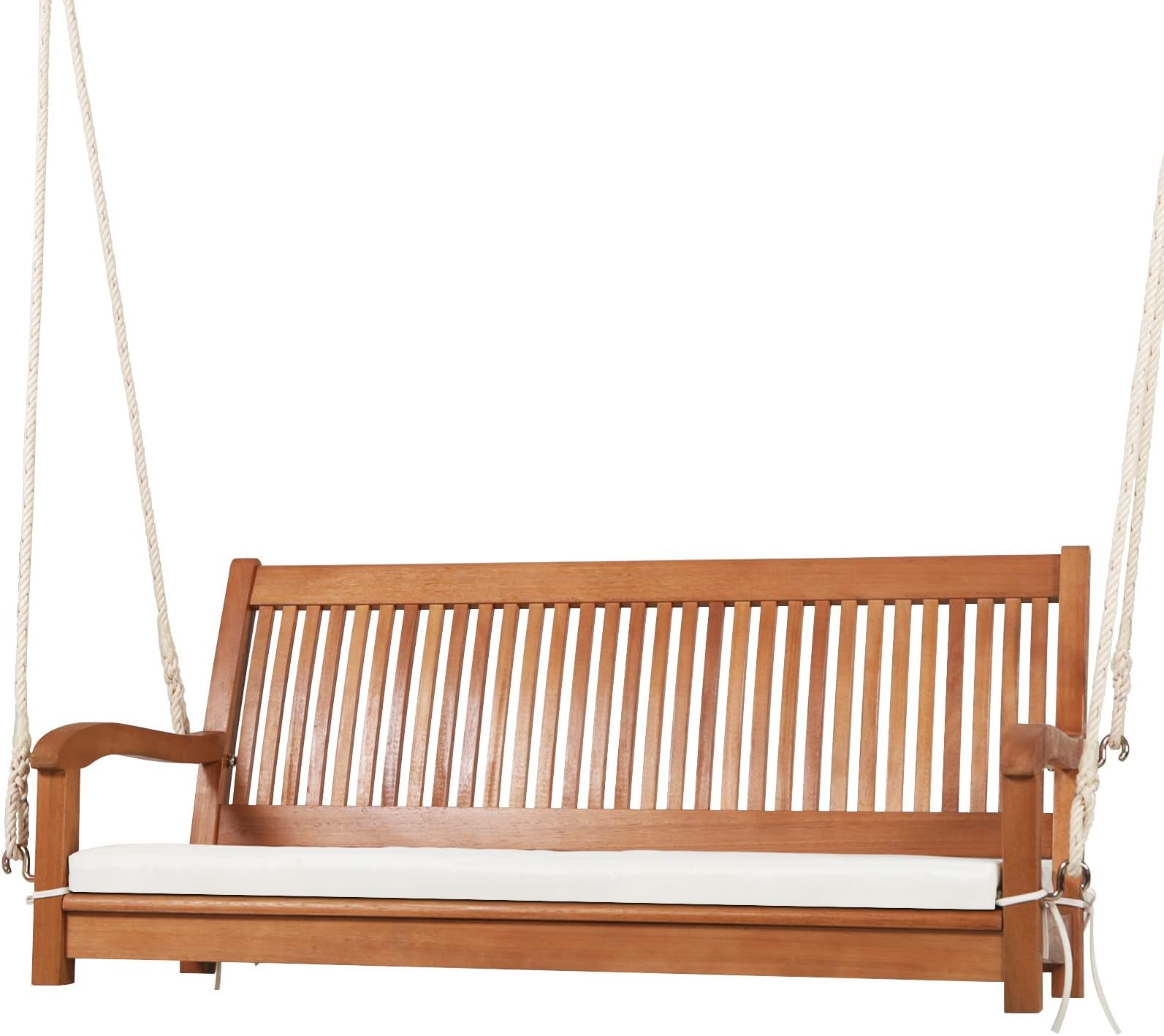 Amazon.com: Happygrill Hanging Porch Swing 2-Seat Wooden Swing Bench ...