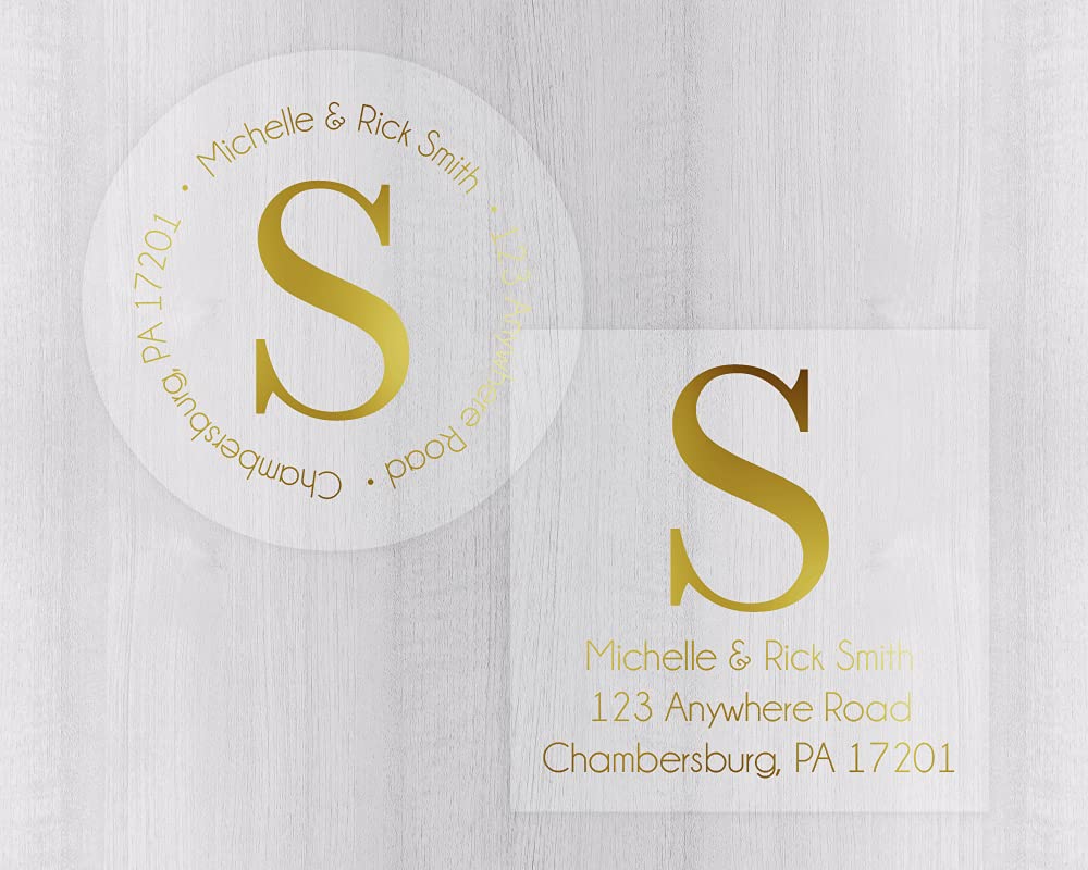 Amazon.com: Foiled Return Address Label, Clear Transparent Initial ...