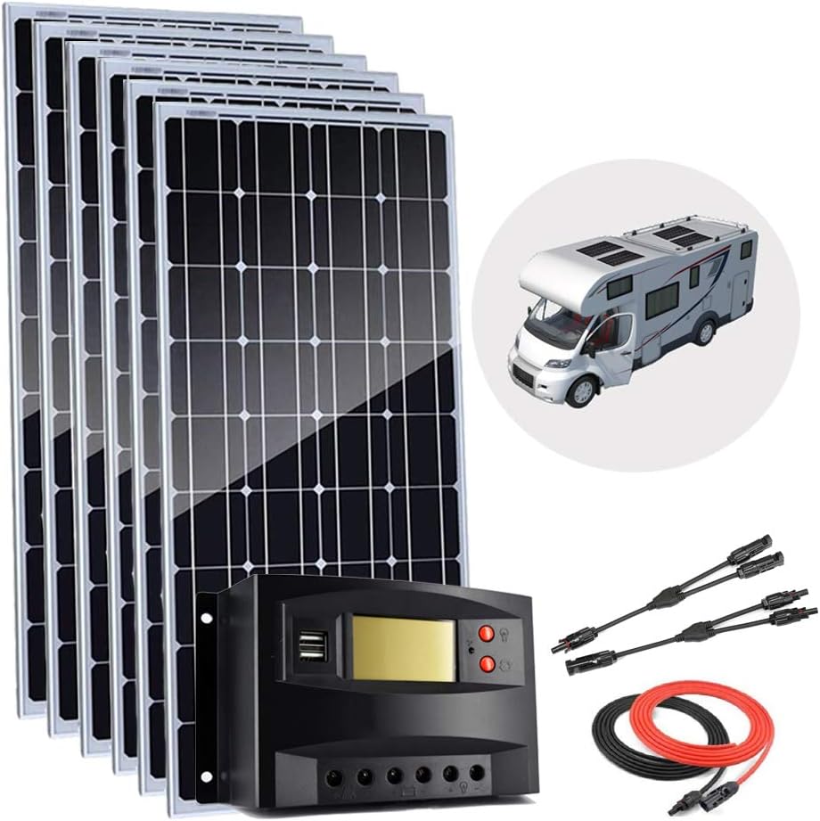 Amazon.com : 600 Watts 12 Volts Monocrystalline Solar Panel Caravan Kit ...