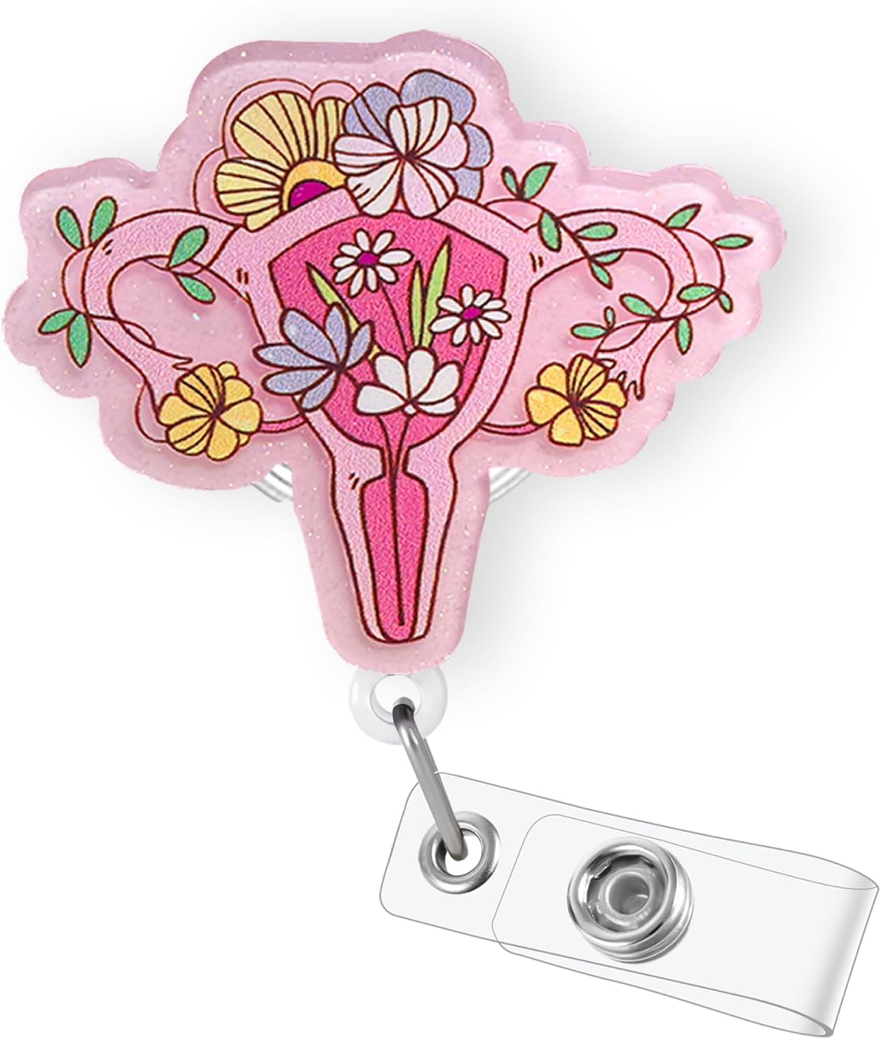 Amazon.com : Cute Floral Uterus Badge Reel Retractable for Labor and ...