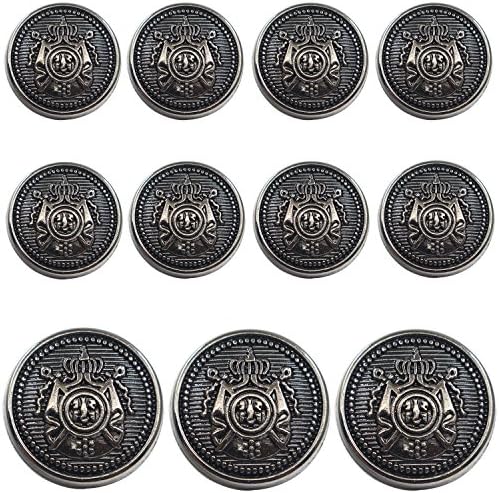 Amazon.com: MebuZip 14 Pieces Black Gold Metal Blazer Button Set 15mm ...