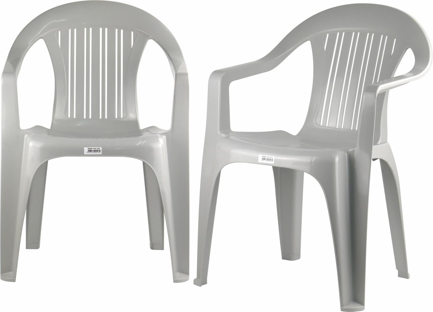 Plastic Garden Chair Grey Stackable with Vertical Slat Low Back Design ...