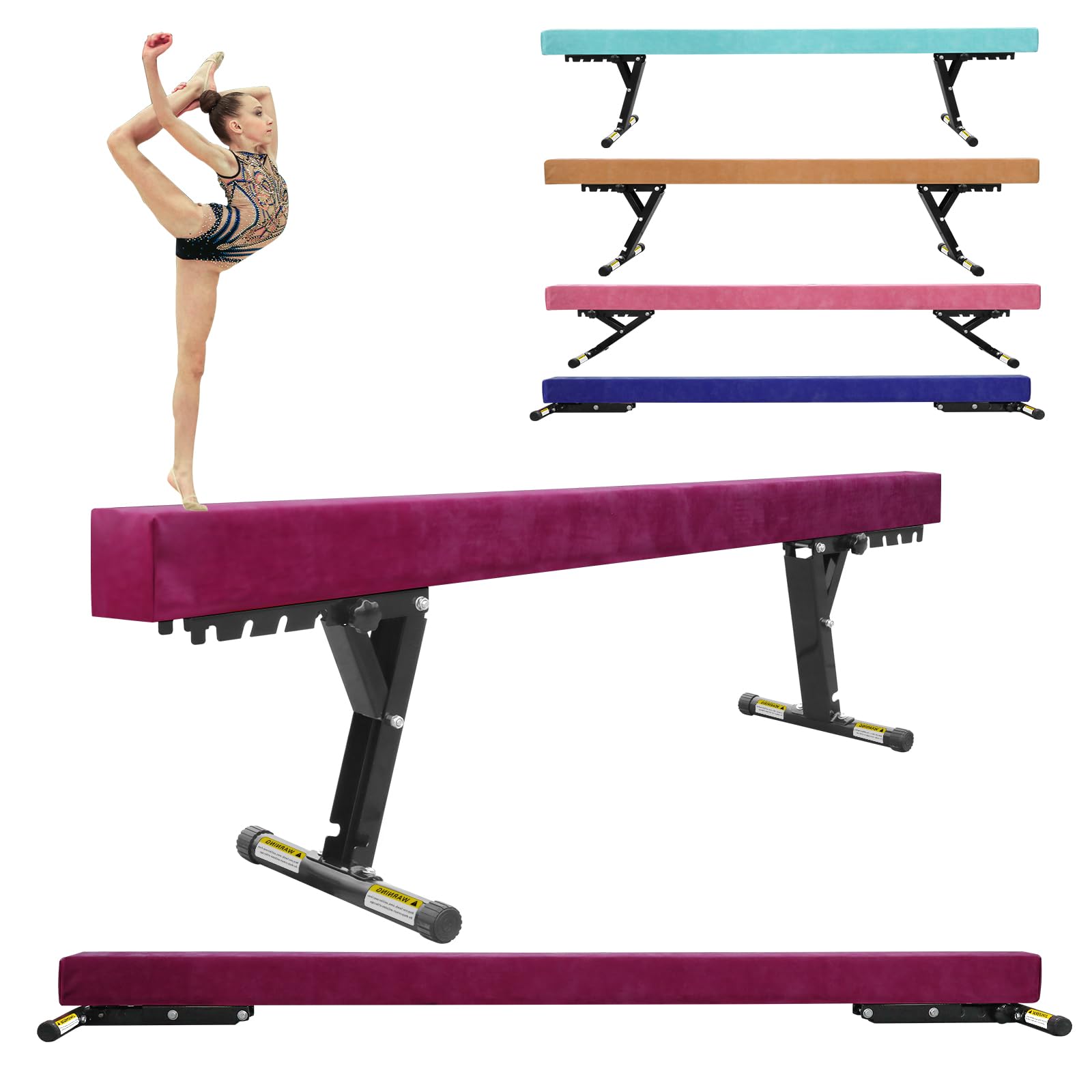 8ft Adjustable Balance Beam, FINCOME Gymnastics Beam High and Low Floor ...