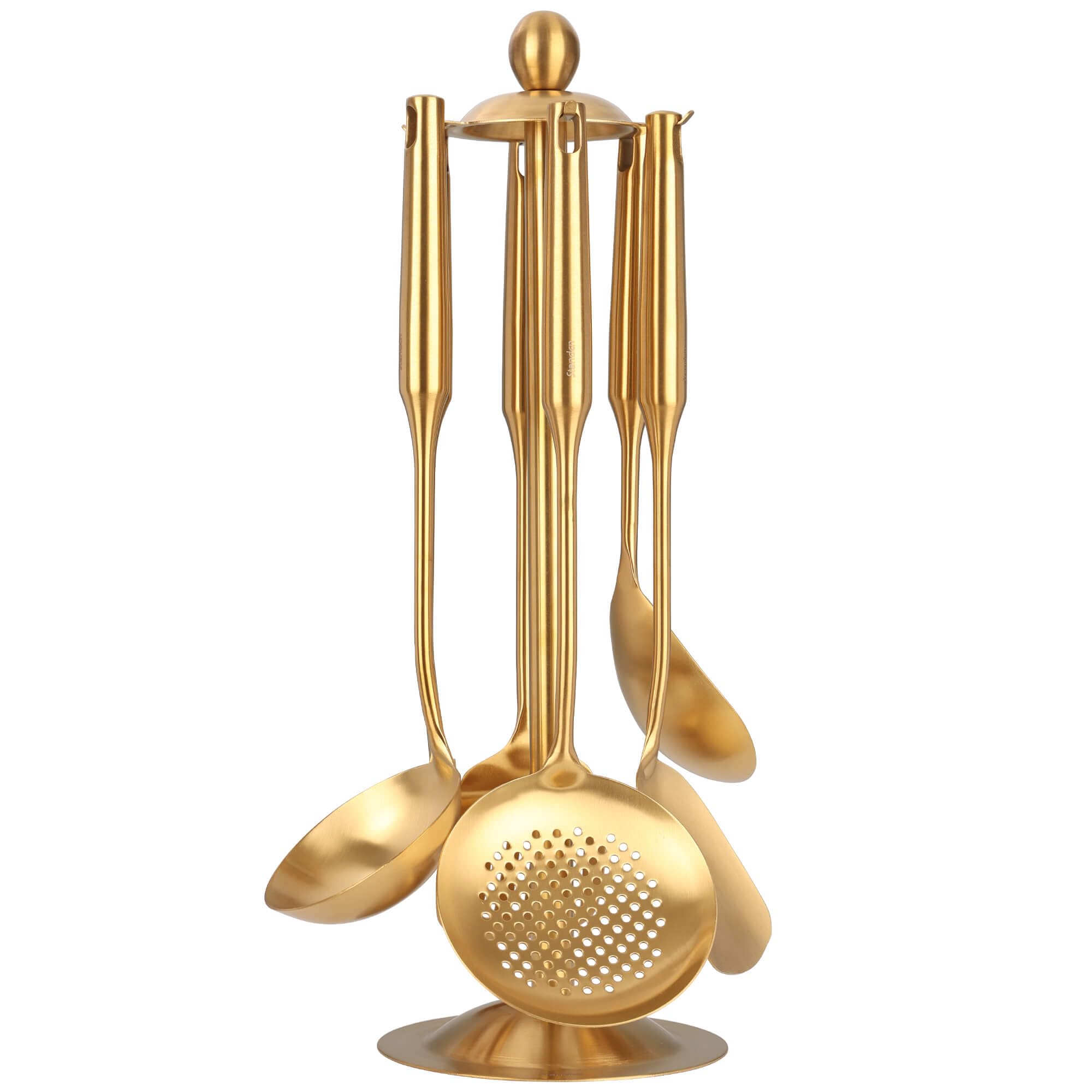 Amazon.com: Gold Cooking Utensils Set with Holder - 18/10 Stainless ...