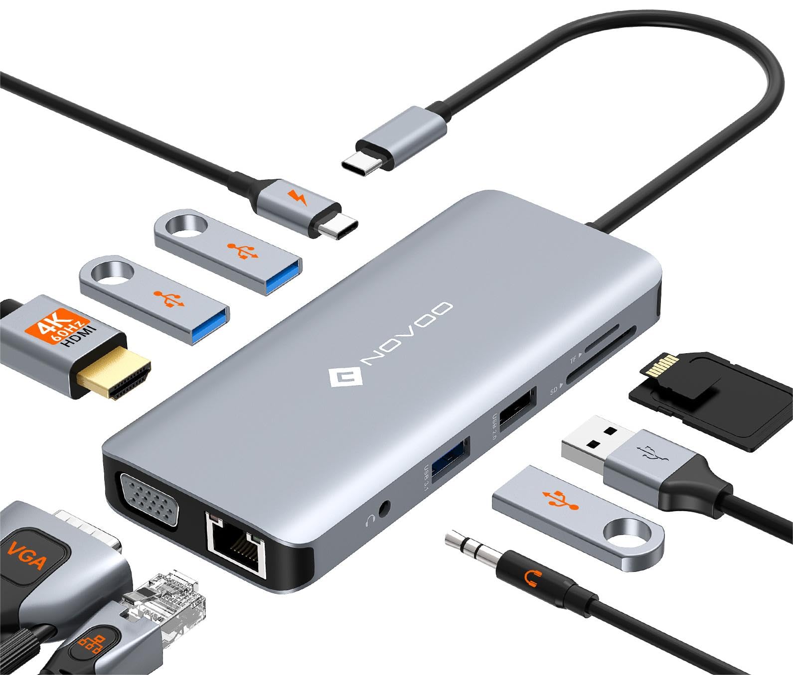 NOVOO USB C Docking Station Dual Monitor 11 in 1, USB C HUB Multiport ...