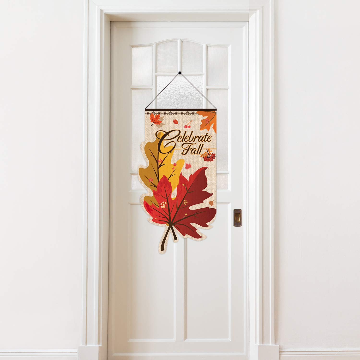 Amazon.com: Celebrate Fall Door Sign Decorative Colorful Fall Leaves ...
