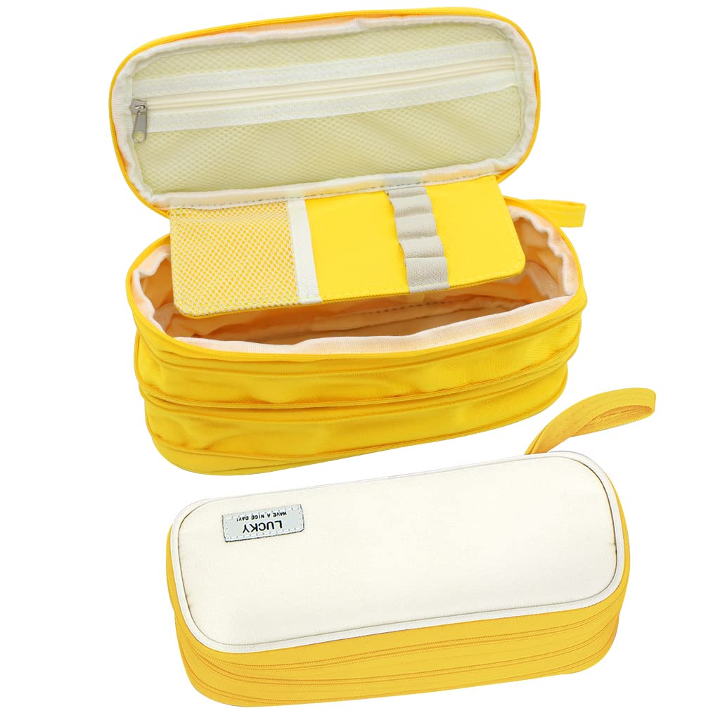 HASTHIP® Large Capacity Pencil Case, 3 Layers Foldable Pencil Pouch ...