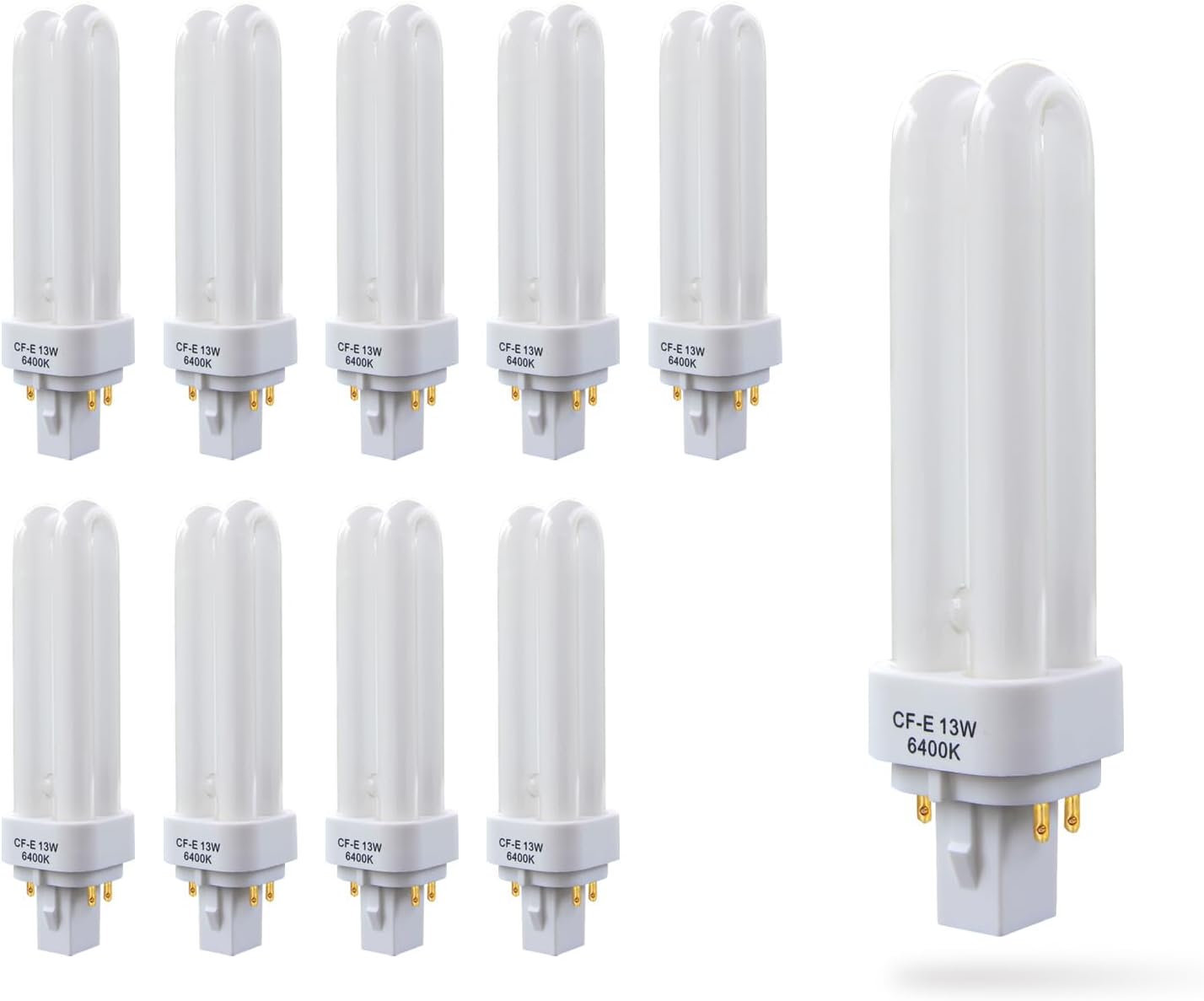 (10 Pack) PLC-13W 865,4 Pin G24q-1 Fluorescent Light Bulb,13 Watt Double Tube,Replaces for ...