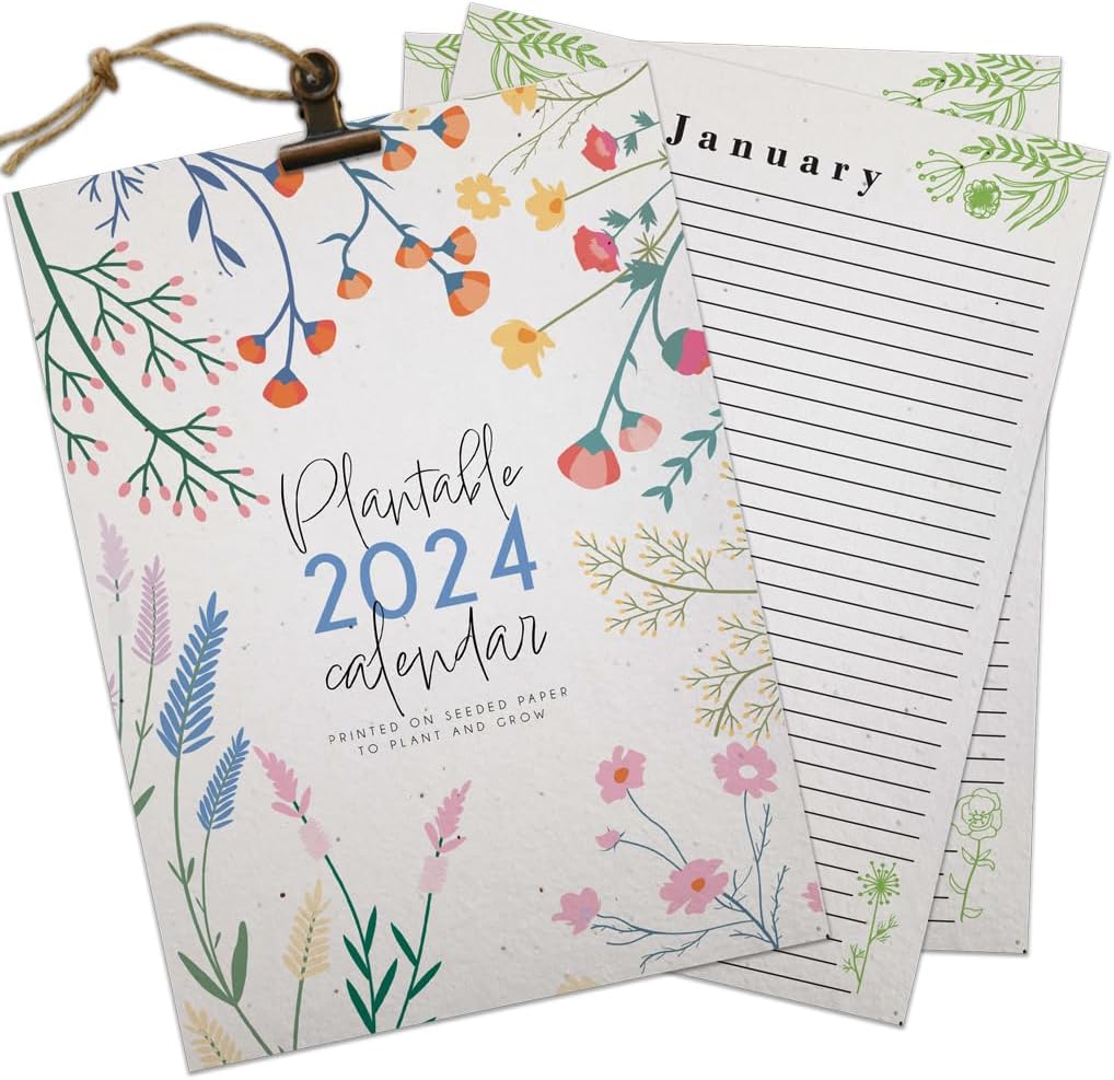 Eco-friendly Luxury Seed Paper Plantable 12 Month Calendar for 2024 ...