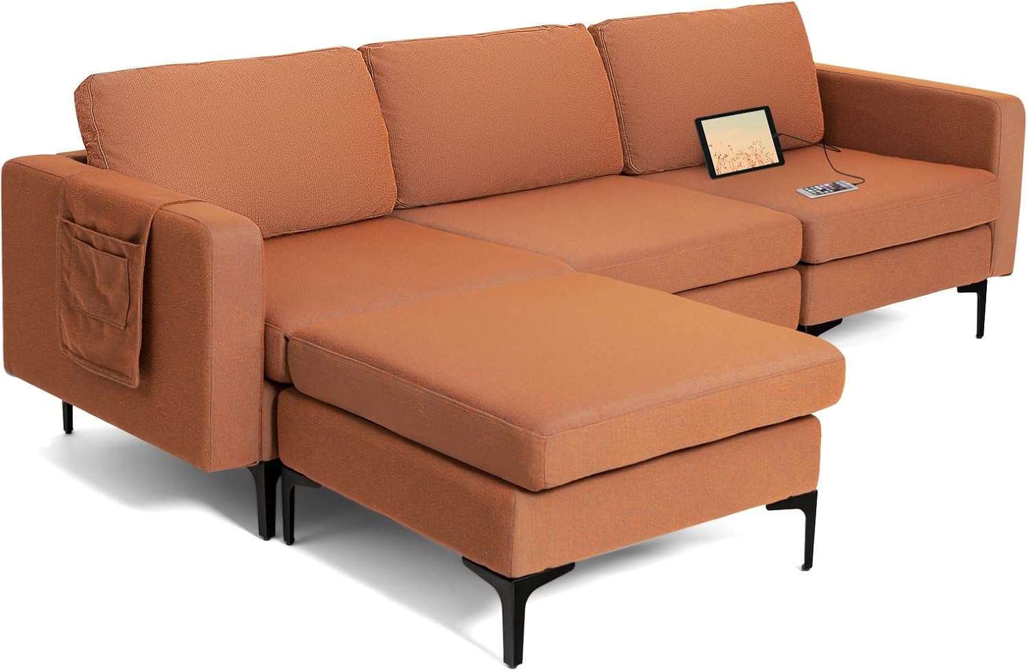 Amazon.com: Giantex 94.5" L Convertible Sofa Couch, 3 Seat Sectional ...