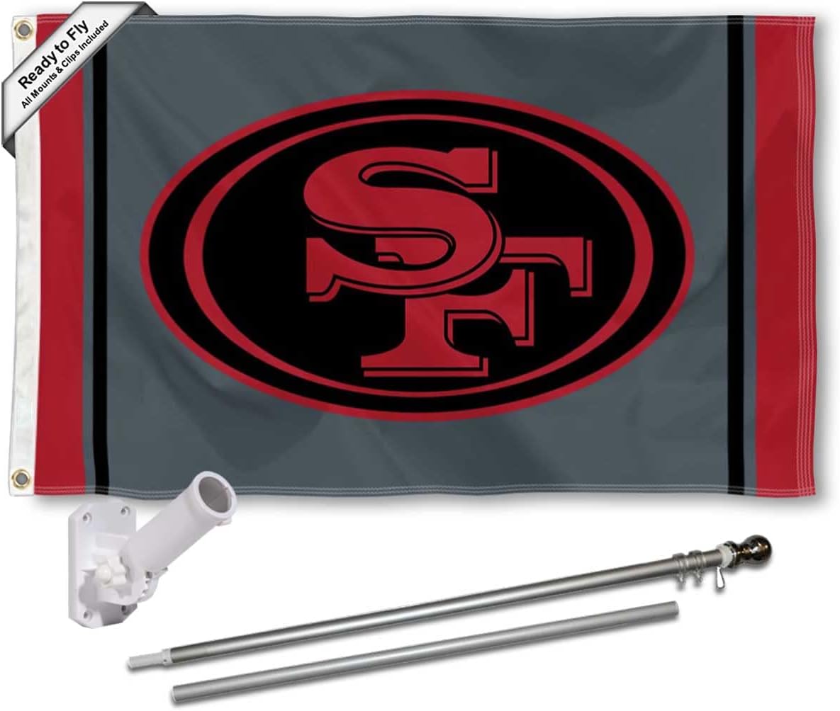 Amazon.com : WinCraft San Francisco 49ers Blackout Flag Pole and ...